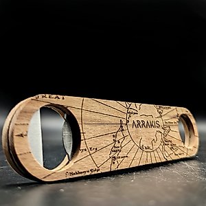 MAP OF ARRAKIS Engraved Wood Bottle Opener | Inspired by Sandworms and Muad'dib | Double Sided Engraving | Great Atreides Gift Idea!