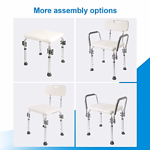 SIEPUNK Shower Chair for Inside Shower, 4 in 1 Shower Bath Chair for Elderly and Disabled, 300 Lbs Heavy Duty Shower Chair for Bathtub Accessories Bench Seat with Arms and Back