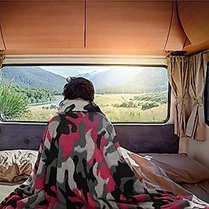 Tirrinia Soft Camo Throw Blanket for Couch, Fluffy Fuzzy Sherpa Blanket for Camping Traveling Bed Sofa,Cozy Christmas Home Decor & Gifts for Women, Men, 50x60