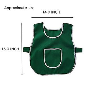 DPIYA apron for kids boys girls artist with pocket chef apron for kitchen cooking baking art painting classroom party aprons (dark green)