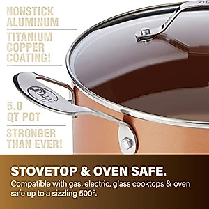 Gotham Steel 10-Piece Kitchen Set with Non-Stick Ti-Cerama Coating by Chef Daniel Green - Includes Skillets, Fry Pans, Stock Pots and Steamer Insert – Copper