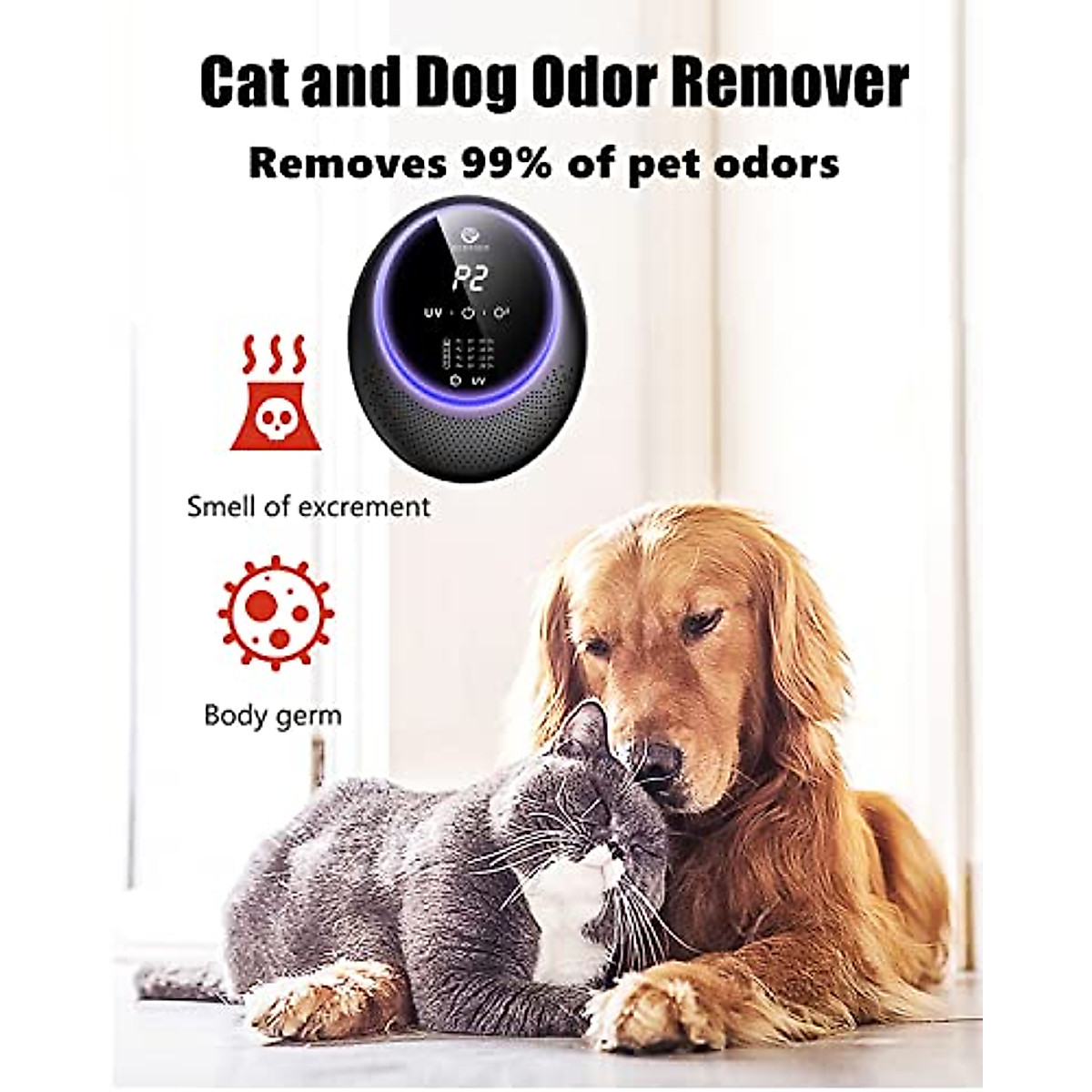 Morrrer Ozone Machine Odor Removal for Home & Pets, Portable Generator with 10,000mAh Battery, Eliminator Home, Smoke , Room Deodorizer Closet, Toilet