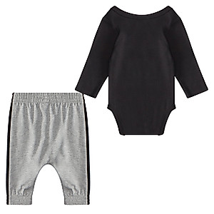adidas baby boys Long Sleeve Bodyshirt Jogger Set Pants, Black, 6-9 Months US