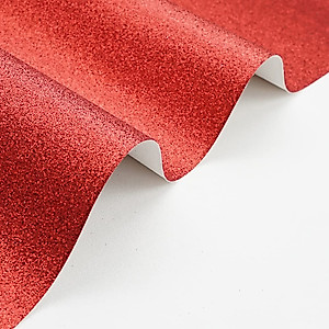 Red 11.8X 53 Inch (30 x 135 cm) Sparkly Superfine Glitter Leather Rolls Shiny Faux Fabric Canvas Perfect for Craft DIY Handmade Projects Patchwork Bow Earring Craft Key Chain