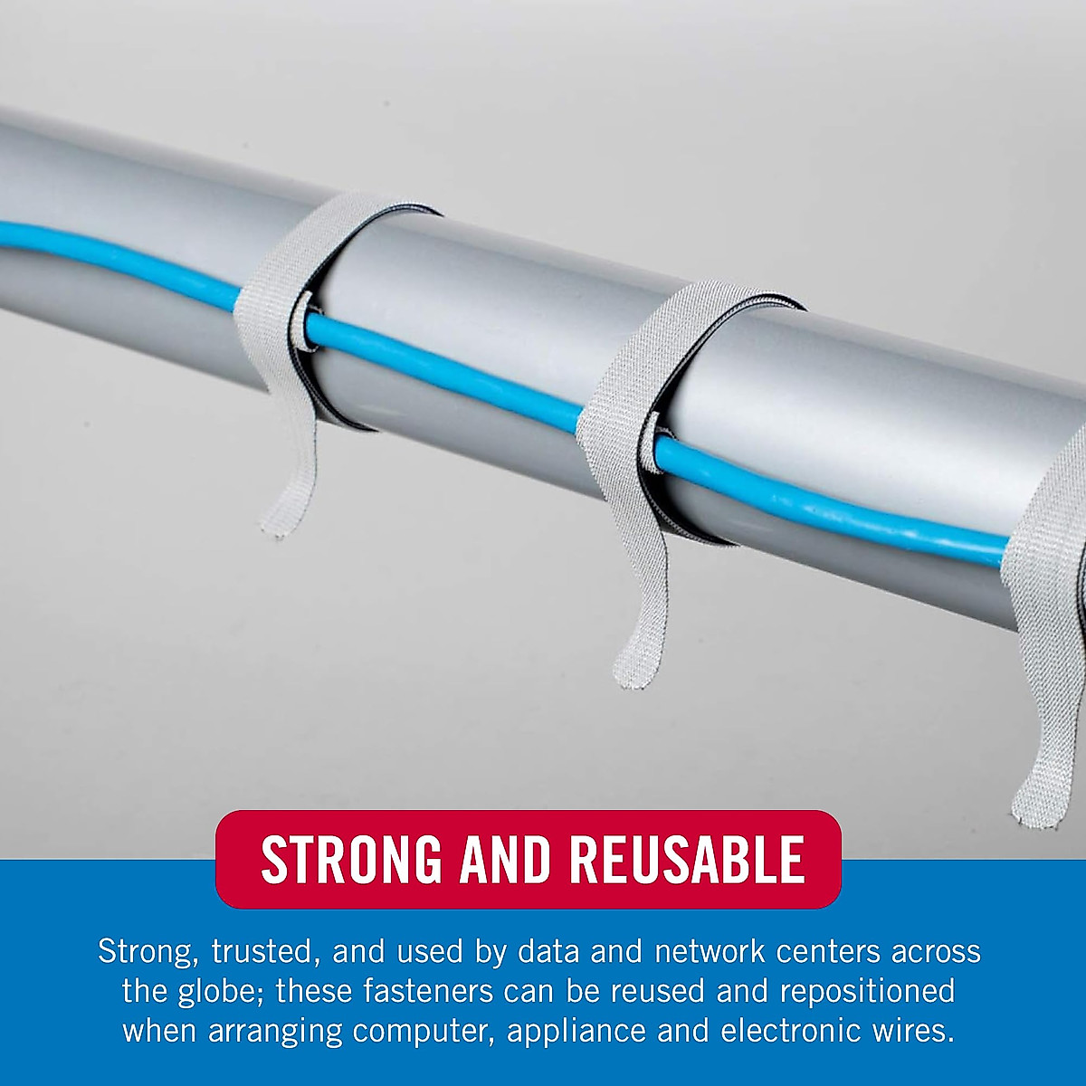 VELCRO Brand ONE-WRAP Cable Ties, 100Pk, 8 x 1/2" Black Cord Organization Straps, Thin Pre-Cut Design, Wire Management for Organizing Home, Office and Data Centers