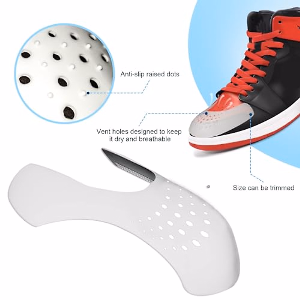 IRRIDF 2 Pair Shoe Protector for Sneakers - Air Force 1, Jordans, Dunks oe Box Decreaser Anti-wrinkle Shoes Creases