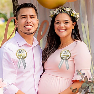 Mommy to Be & Daddy to Be Pin Twinkle Little Star Baby Shower Pin for parents to wear, White & Gold, It's a Girl, It's a Boy Baby Sprinkle