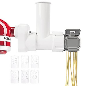 Pasta Maker Attachment for KitchenAid Stand Mixers with 6 Different Shapes of Pasta Outlet, Durable Pasta Press Attachments