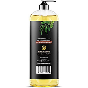 MAJESTIC PURE Sweet Almond Oil, Triple A Grade Quality, Pure and Natural from Spain, Cold Pressed, (Packaging May Vary) - 16 fl. Oz