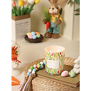 Spring Tulip Scented Candle Gifts Easter Large Candle Soy Wax 14oz Candle Gift (Spring)