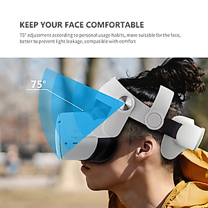 Head Strap for VR Quest 2, VR Quest 2 Elite Strap Replacement for Enhanced Support and Comfort in VR, Detachable and Adjustable Head Strap Accessories for Meta VR Quest 2 (White)