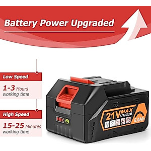 EKACO 21V Lithium Battery 5.0Ah Li-ion Battery Long Life Battery Work Cordless Leaf Blower