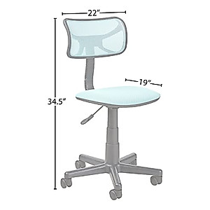 Urban Shop Swivel Mesh Desk Chair, Blue 20.86D x 22W x 33.46H in