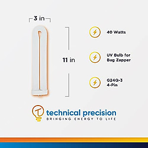 Technical Precision Replacement BF-190 Bulb for Flowtron BK-40D Electronic Insect Killer Bug Zapper Bulb for Anti Mosquito Control - Overall Length 10.25 Inches - 1 Pack
