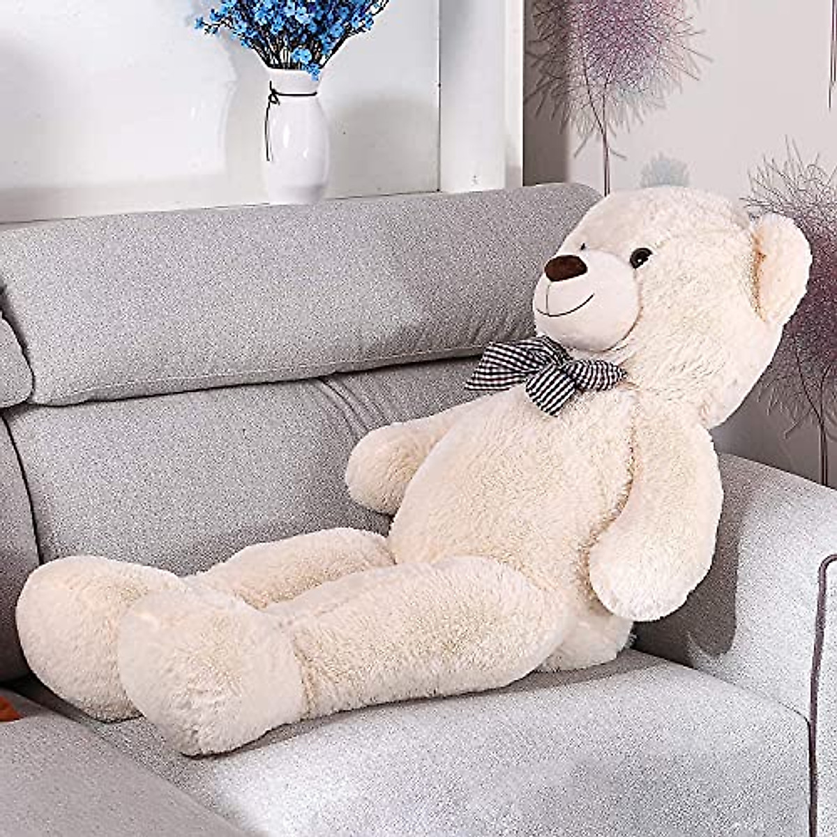 SNOWOLF 1.2M Giant Teddy Bear Plush Toy 4ft Big Cuddly Stuffed Animals Doll Gift for Valentines Kids Girlfriend (Ice Cream, 47 in/120cm)