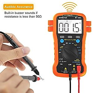 BTMETER BT-39C True RMS Digital Multimeter Auto Ranging for AC DC Voltage,Current, Resistance, Capacitance Tester with Temp Battery LED Test Auto Backlit
