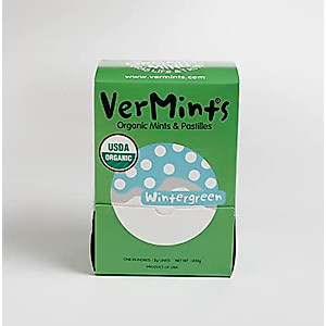 VerMints | Organic | Wintergreen | Breath Mints | 2 pack Individial |100 Count |Trial Size | Breath Mints | Gluten Free | NonGMO | Kosher | Vegan | Nut free