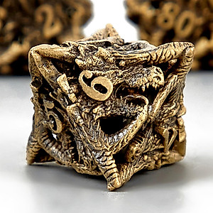 JOYLORD Hollow Metal DND Dice Set - Dragon Head Design for Dungeons &Dragons- Metal Dice Set with Unique Numbers,Unforgettable Dungeons and Dragons Gifts