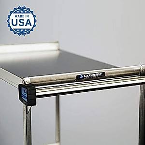 Lakeside Manufacturing 743 Utility Cart, Stainless Steel, 2 Shelves, 700 lb. Capacity (Fully Assembled), Silver