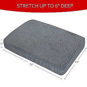 Dog Bed Covers Soft Plush Replacement Washable, Waterproof Dog Bed Liner Grey, Dog Mattress Cover, Pet Bed Cover 54x44 Inches, for Dog/Cat, Cover Only