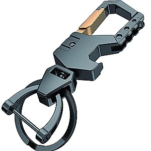 Mtverver Heavy Duty Key Chain with (1 key ring and 1 D-ring),Bottle Opener,Carabiner Car Key Chains (Black)