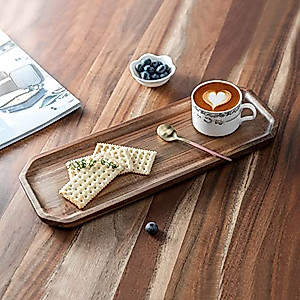 Set of 2 Solid Acacia Wood Serving Trays 16" and 12" Rectangular Wooden Serving Platters for Dessert, Food, Vegetables, Fruit, Charcuterie, Appetizer Serving Tray, Cookie Platter Cheese Board