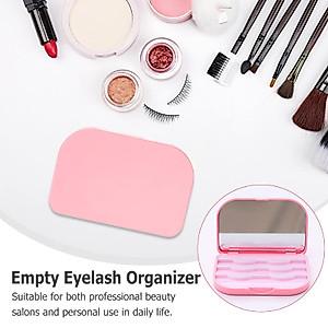 Lash Mirror, AREMOD Eyelash Case 3 Layer False Eyelash Holder Case Lash Organizers and Storage Empty Travel Cosmetic Eyelash Container with Mirror for Makeup(Pink)