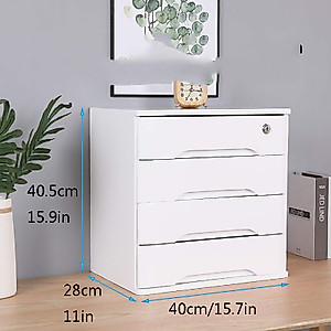 JAEFIT Desktop File Cabinet - Flat File Cabinet - Solid Wood Storage Box, Wooden Desktop Storage Box with Lockable Drawers, Office Supplies A4/Receipt File Organizer (Size : 4 Layer)