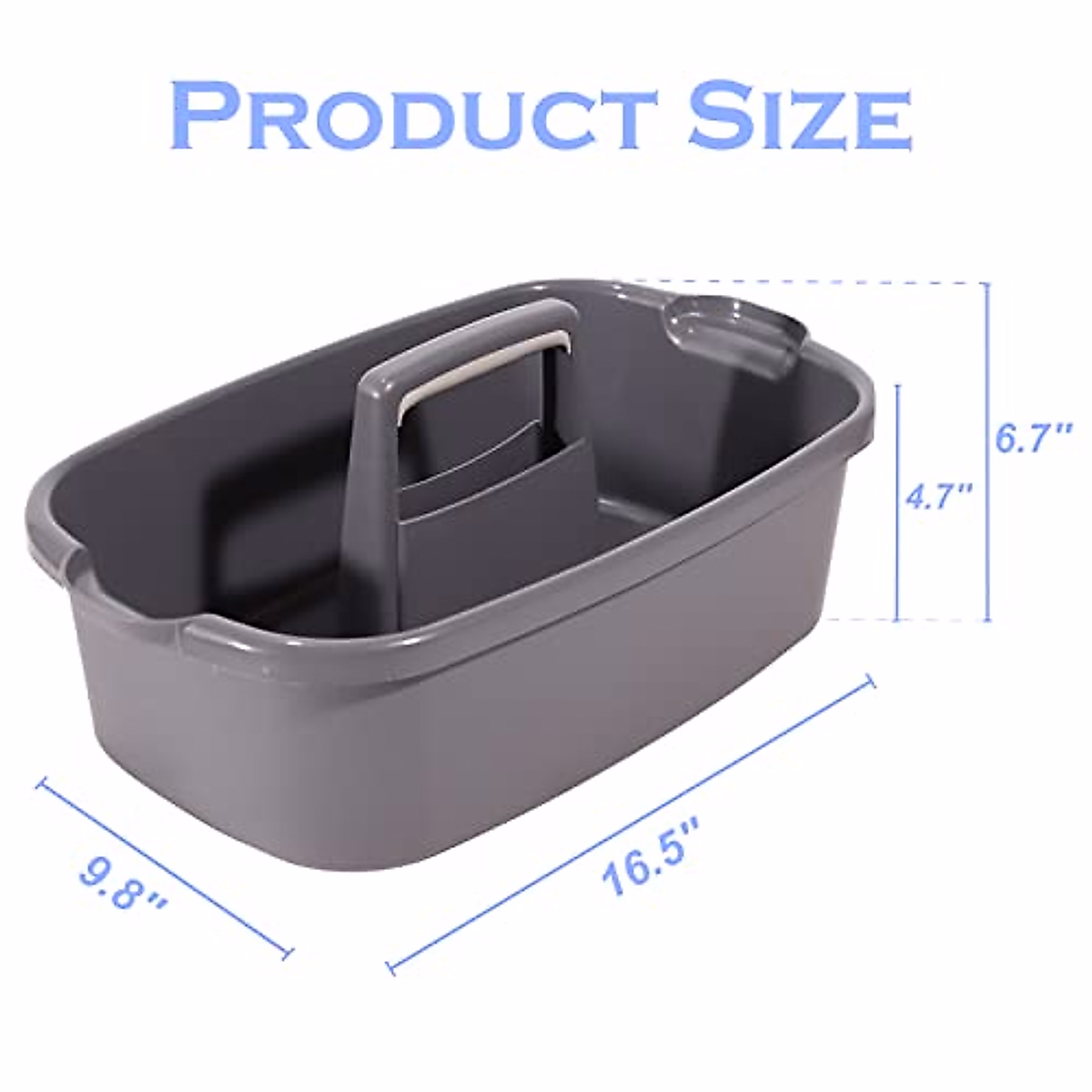 Hioffice Cleaning Caddy Large Plastic Storage Basket Shower Caddy Tote Organizer Basket with Handle, caddy for Cleaning Products, Bathroom, Kitchen, Garden, Garage, Tool, Cleaning Supplies, Gray