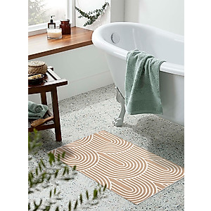 LEEVAN Washable Bathroom Rug, 2'x3' Low Profile Entryway Rug Tan Reversible Door Mat, Cotton Woven Non-Shedding Kitchen Rug Farmhouse Bedroom Rug Carpet for Foyer Front Porch Decor