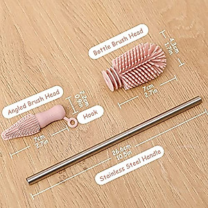 haakaa Cleaning Brush Silicone Bottle Brush Double-Ended Soft Silicone Bristles for Breast Pumps, Breast Milk Collectors, Baby Bottles, Teats, Breastmilk Storage Bags, Detachable - Blush, 1pk