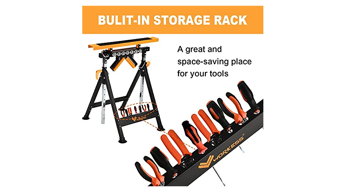 WORKESS 4 in 1 Roller Stand, Stable 440 Lbs Load Capacity with Saw ...