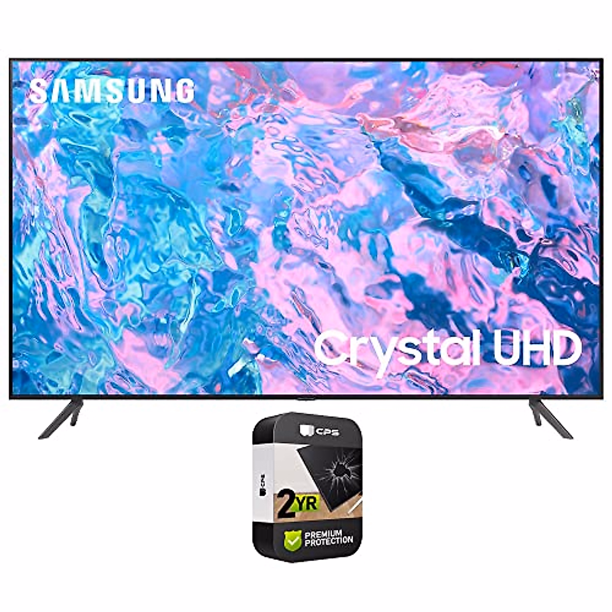 SAMSUNG UN50CU7000FXZA 50 inch Crystal UHD 4K Smart TV 2023 (Renewed) Bundle with 2 YR CPS Enhanced Protection Pack
