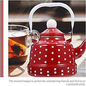 Tea Kettle Ceramic Enameled Teapot Red Dot Tea Kettle Stainless Steel Water Boiling Pot For Kitchen Stovetop 1.7L