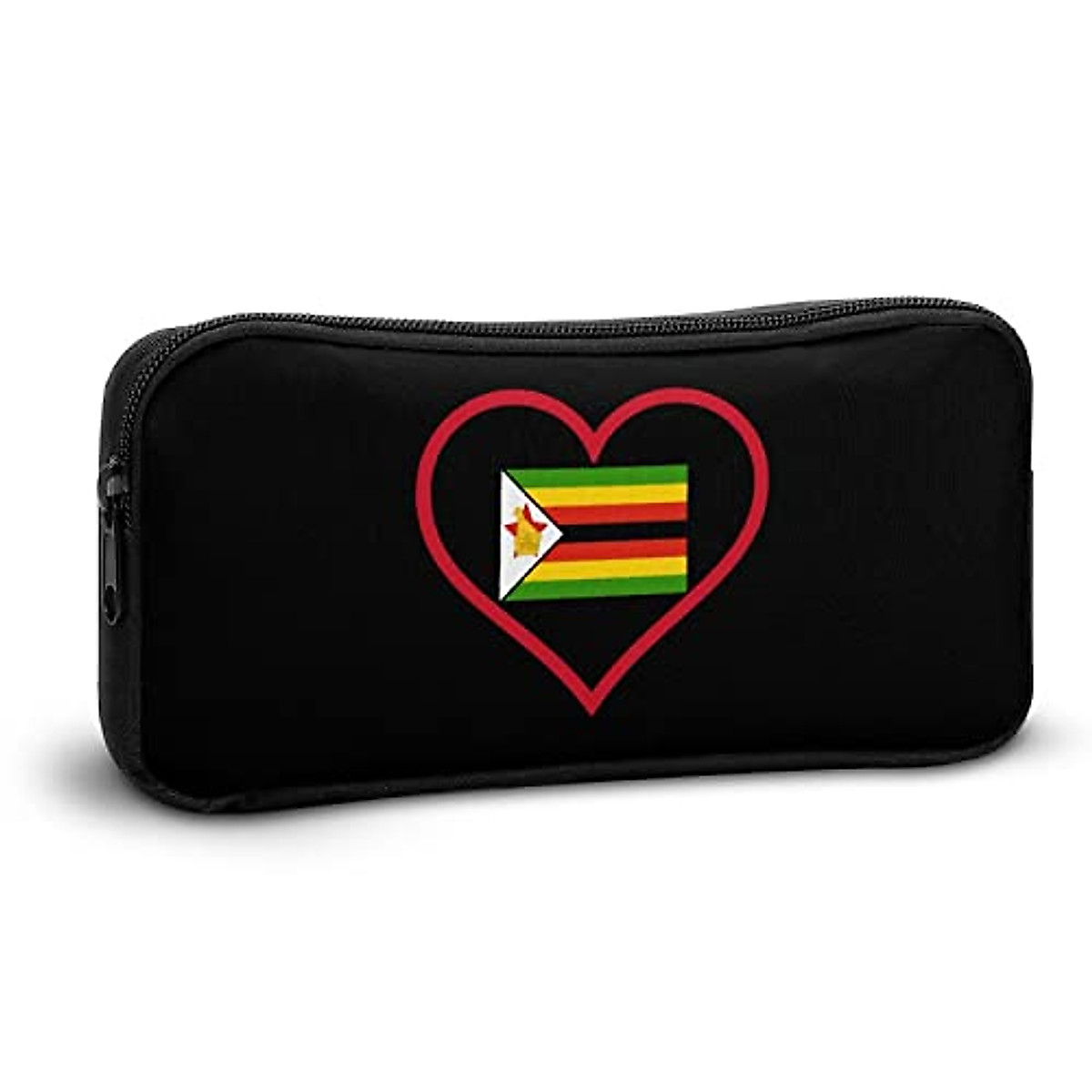 I Love Zimbabwe Red Heart Pencil Case Makeup Bag Big Capacity Pouch Organizer for Office College