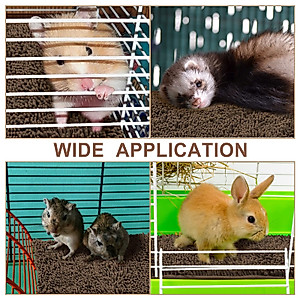 Chumia 3 Packs Guinea Pig Cage Liners Bedding Winter Warm Critter Nation Cage Liner for Rabbit Small Animals Cage Absorbent Pee Pad Supplies Bed Mat (Brown,16 x 24 Inch)
