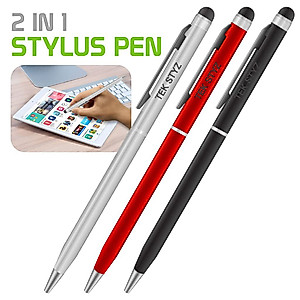 PRO Stylus Pen Works for Microsoft Surface Duo 2 with Ink, High Accuracy, Extra Sensitive, Compact Form for Touch Screens [3 Pack-Black-Red-Silver]