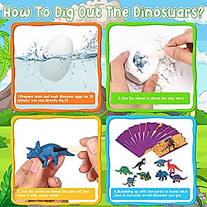 Dinosaur Toys, 12 Pack Dino Eggs Dig Kit, Easter Eggs Excavation Science Fossil Archaeology Educational Experiments Kits for Kids, Easter Basket Stocking Stuffers, STEM Toys Party Gift Surprise Eggs