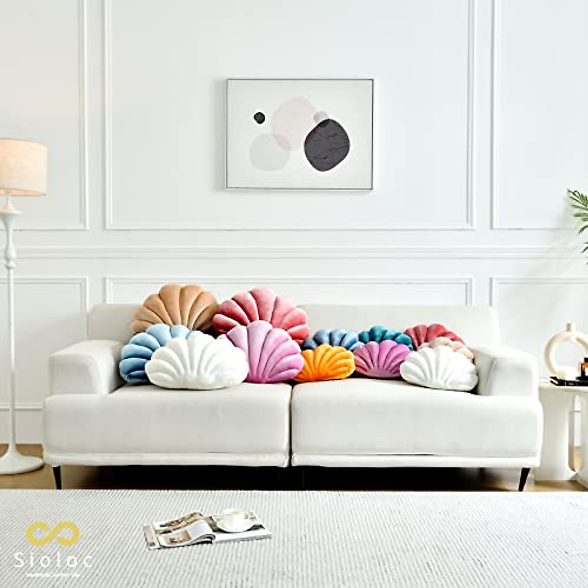 Sioloc Shell Pillows,Seashell Shaped Throw Pillows Soft Velvet Insert Decorative Pillows for Bed Couch Living Sofa Room Decor Accent Throw Pillow(Coral,13 X 10 inches), Teal