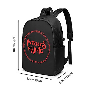 Tjervhie Motionless Rock In Band White Backpack,unisex casual book bags,external usb interface,earphone cable interface,label.traveling backpack suitable for business