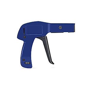 RVR Zip Tie Install Tool - Powerful Tension with Built-In Flush Cutter, All Metal, Adjustable, Comfort Grip, Spring Loaded Lightweight Cable Tie Gun, 6" for Nylon Ties up to 1/4”- Blue