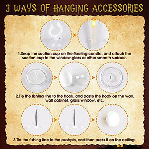 Qmioti Floating Candles with Wand Timer Remote Control - 12 Pack Flickering Warm Light LED Candle, Halloween Decorations for Indoor Outdoor Home Room, Party, Birthday, Wedding (White)