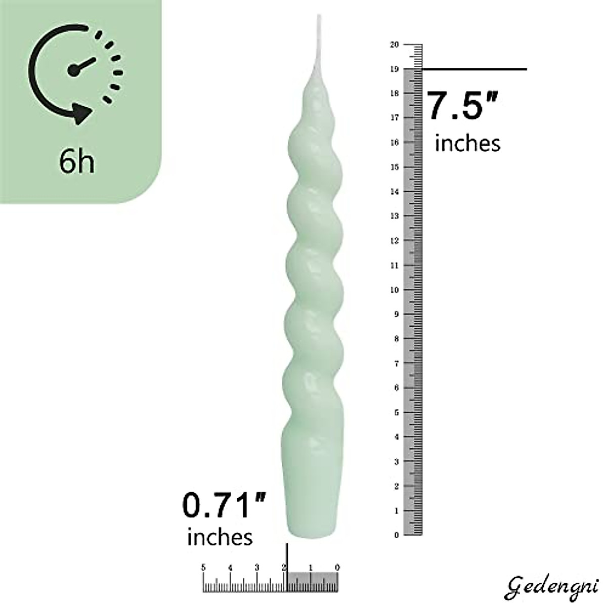 Gedengni Spiral Taper Dinner Candles Conical Stick Candles H 19 cm for Holiday Wedding Party (Blue Green)