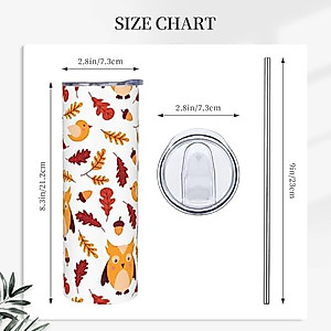 AFHYZY 20 oz Tumbler Reusable Coffee Travel Mug with Lids and Straws, Insulated Coffee Cups 20oz Stainless Steel Water Bottles Leak Proof for Home, Adults - Owl