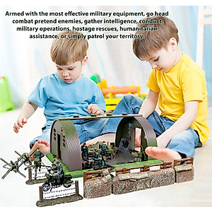 Click N’ Play Military Playset and Army Action Figures with a Base Barrack Command Center, Includes 74 Accessories - 6 Soldier Action Figures with Gear, Guns, Vehicles, Army Playsets for Boys 8-12