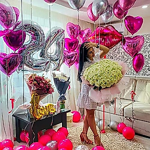 12Pcs Heart Shape Foil Balloons, 18" Balloons Aluminum Foil Decorations Suitable for Birthday Parties, Weddings, Engagement Parties, Valentine's Day Decorations, Celebrations, Anniversaries (Pink)