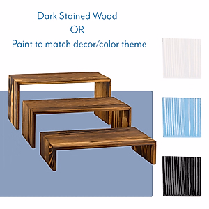 Darware Farmhouse Wooden Risers (6-Piece Set), Rustic Decorative Rectangular Display Stands
