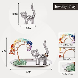 INNOLITES Cat Lover Gifts for Women - Cat Ring Holder Ring Dish - Jewelry Dish Trinket Tray - Cat Themed Gifts for Cat Mom, Woman Birthday Christmas Valentines Mothers Day Gift for Her, Friend, Wife