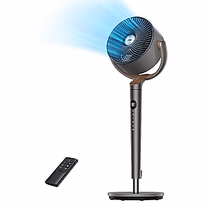Dreo Fan for Bedroom, 120° Oscillating Standing Pedestal Fan, DC Motor, 80ft Air Circulator for Whole Room, 8 Speeds, 3 modes, 120° Manual Vertical Tilt, Quiet, 23dB, 35-40" Adjustable Height, Timer