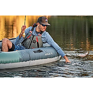 AQUAGLIDE Backwoods Angler 75 Inflatable 7 FT Kayaks for Adults Packable Family Friendly Adaptable 1 Person Single Rider Blow Up Touring Performance Kayaking for Recreational Angler Fishing Hunting